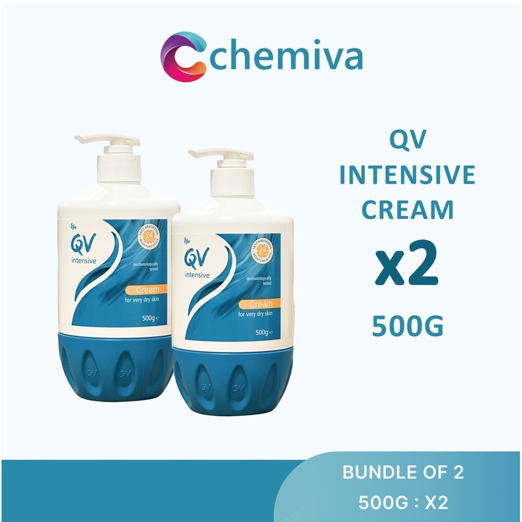 [Bundle of 2] QV Intensive Cream, 500g - For Very Dry Skin l 24-hour ...