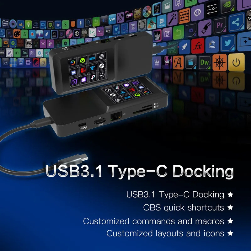 Stream Deck MiraBox DK0108-D Visual LCD Button 12 Keys Live Content Creation Controller Custom ...