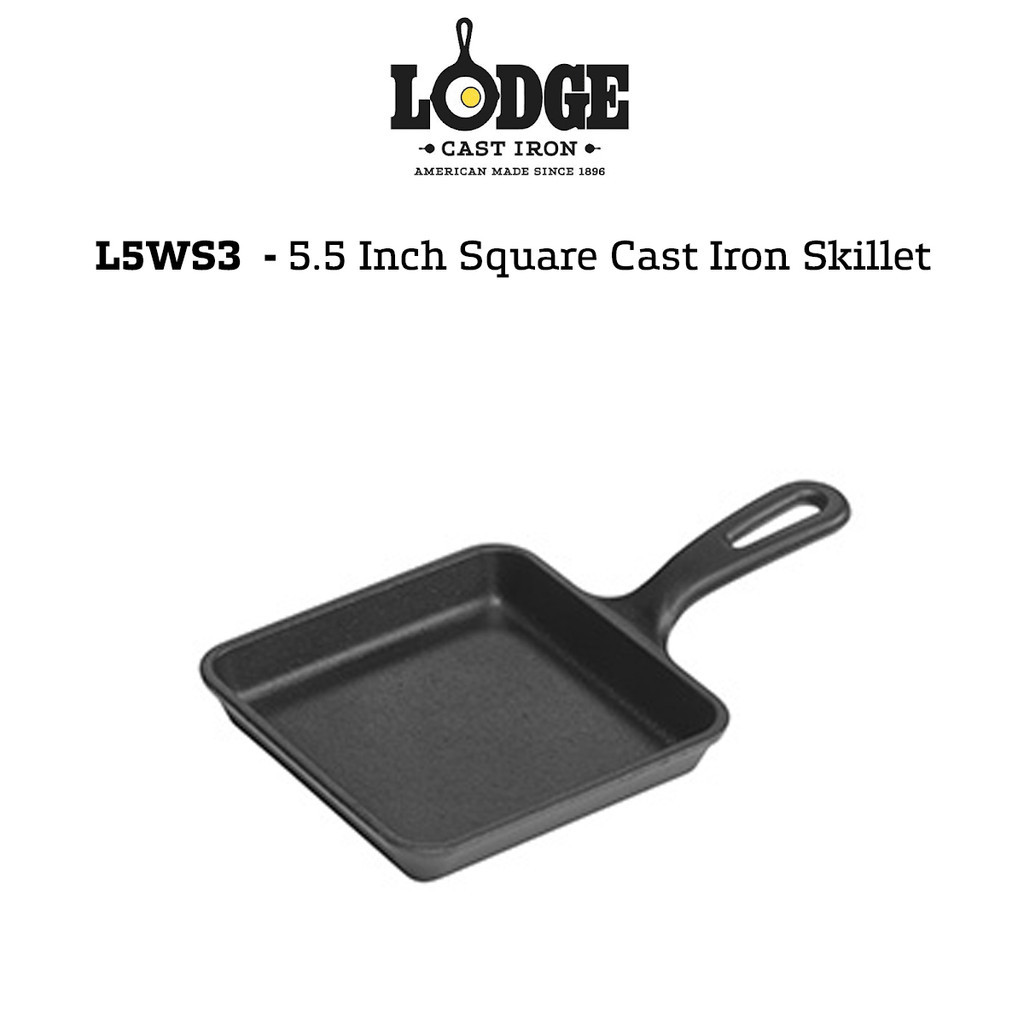 Lodge L5WS3, 5.5 Inch, Square Cast Iron Skillet, Naturally Seasoned ...