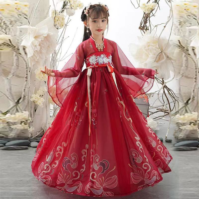 【Uhome】2023 autumn Chinese style children Kids girl dress Hanfu girl ...