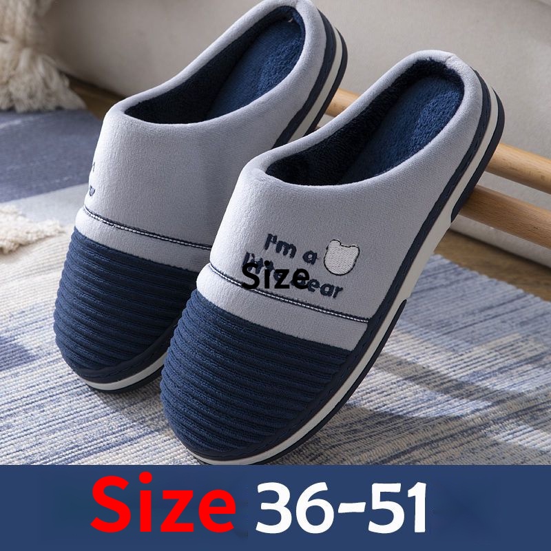 【24H Shipping】Large Size 36-51 Men Cotton Slippers Home Shoes Winter ...