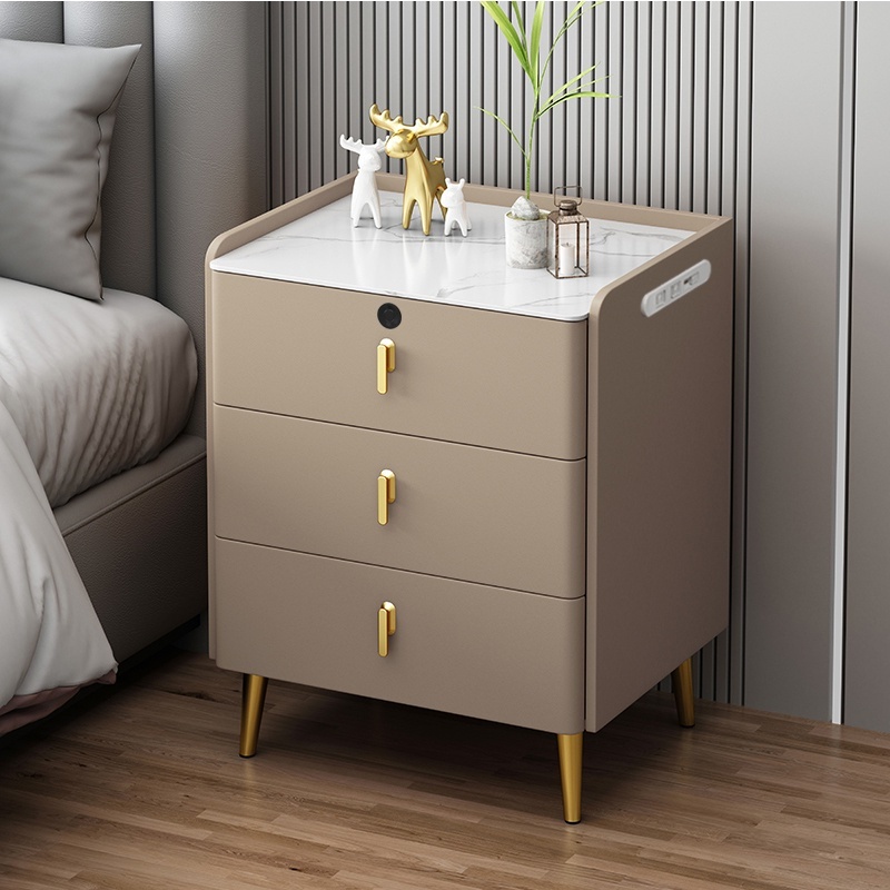 Bedside Table Sideboard Cabinet Solid Wood Smart Combination Lock ...
