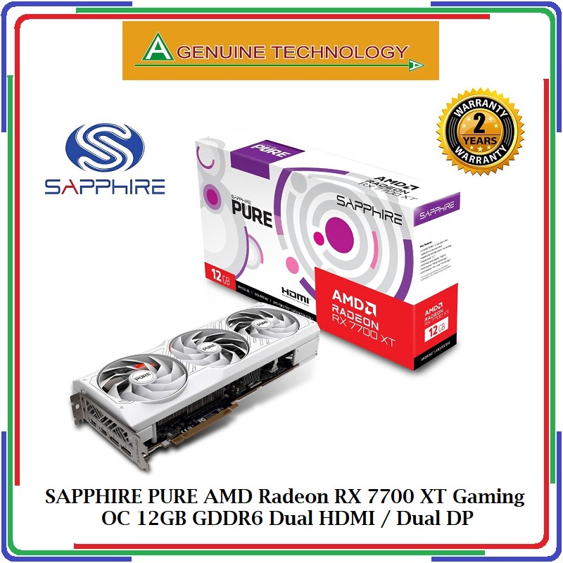 SAPPHIRE PURE AMD Radeon RX 7700 XT Gaming OC 12GB GDDR6 Dual HDMI ...