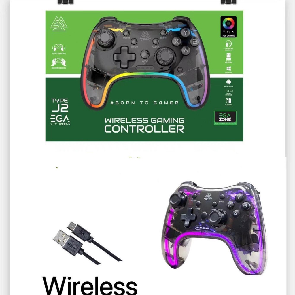EGA TYPE J2 Wireless Joystick Beautiful Rgb Lights Can Be Used With All ...