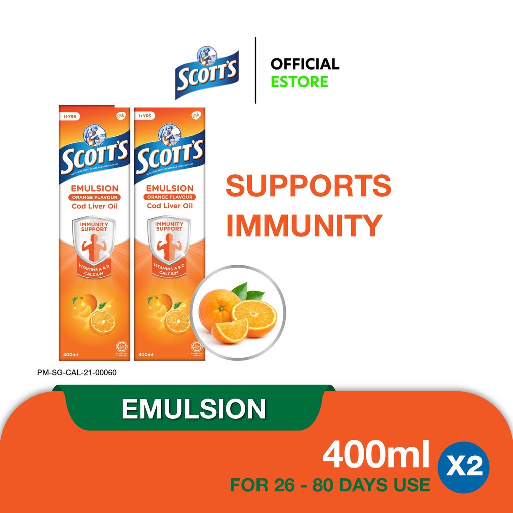 [2 Packs] SCOTT'S Emulsion Cod Liver Oil with Vitamin A, D & Calcium ...