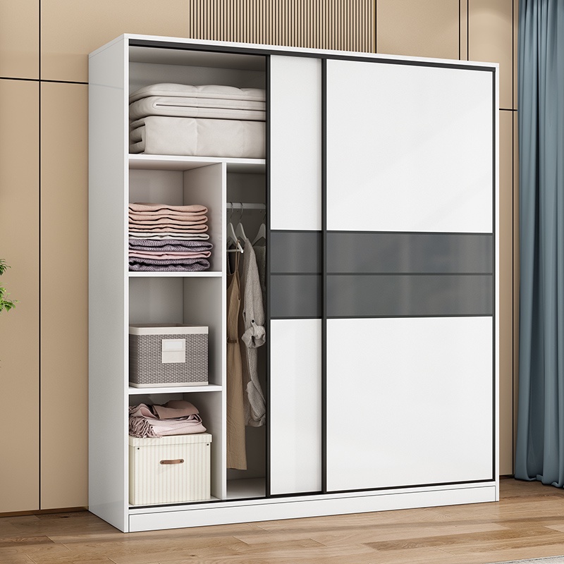 Sliding Door Wardrobe White Small Solid Wardrobe Multi-purpose Locker ...