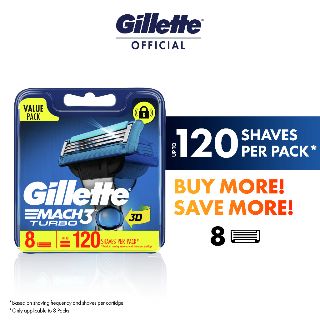 Gillette Mach 3 Turbo 3D 8 Razor Blade Refills / Cartridges | Shopee ...