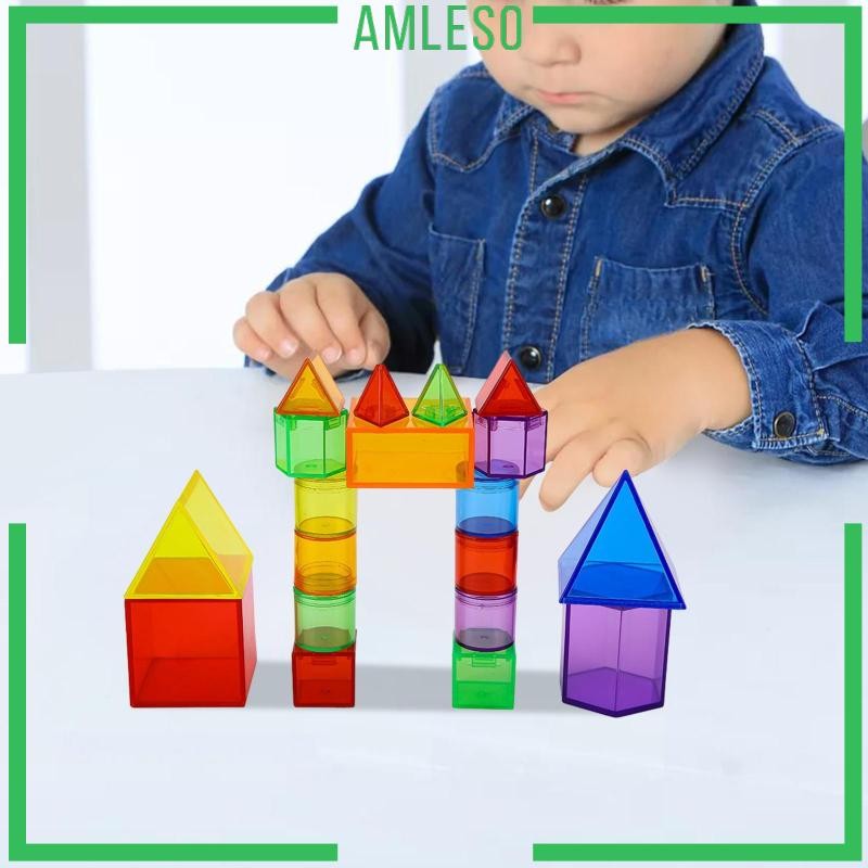 [Amleso] 60 Pieces Geometric Shapes for Kids Light Table Toys Sensory ...