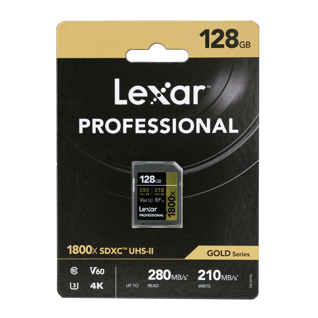 Lexar Professional 128GB GOLD Series 1800x UHS-II SDXC Memory Card (R ...