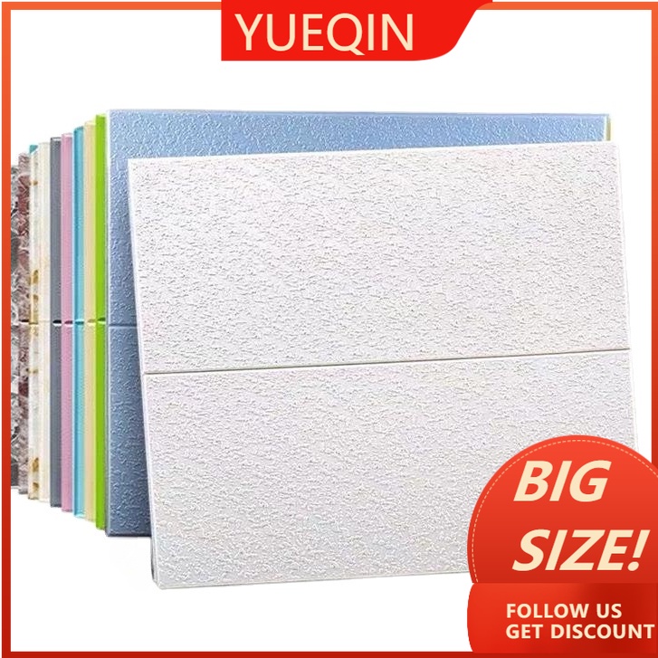 Ready Stock! 70X70cm 3D Plain Linen Wall Sticker PE Foam Modern Simple ...