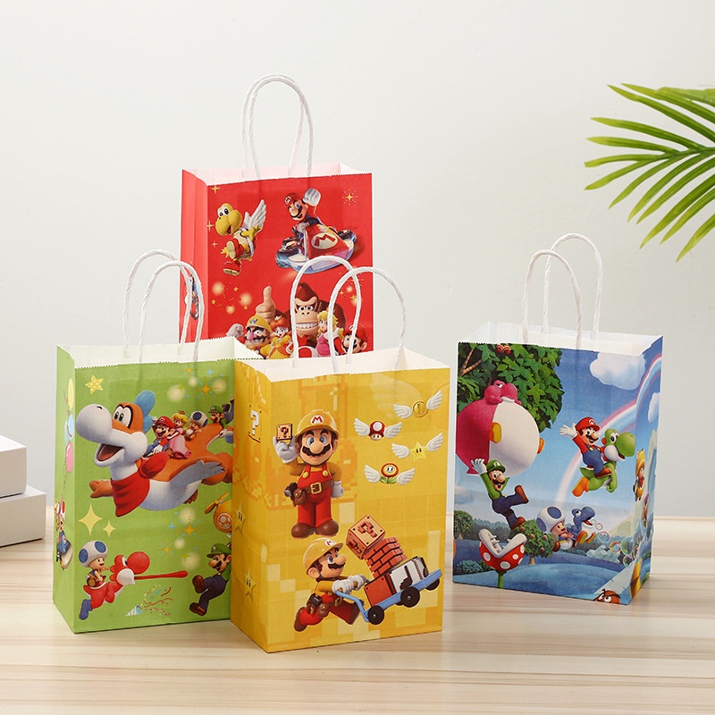 Super Mario Bros Candy Paper Bag Gift Bag Kraft Paper Bag Tote Bag Kids ...