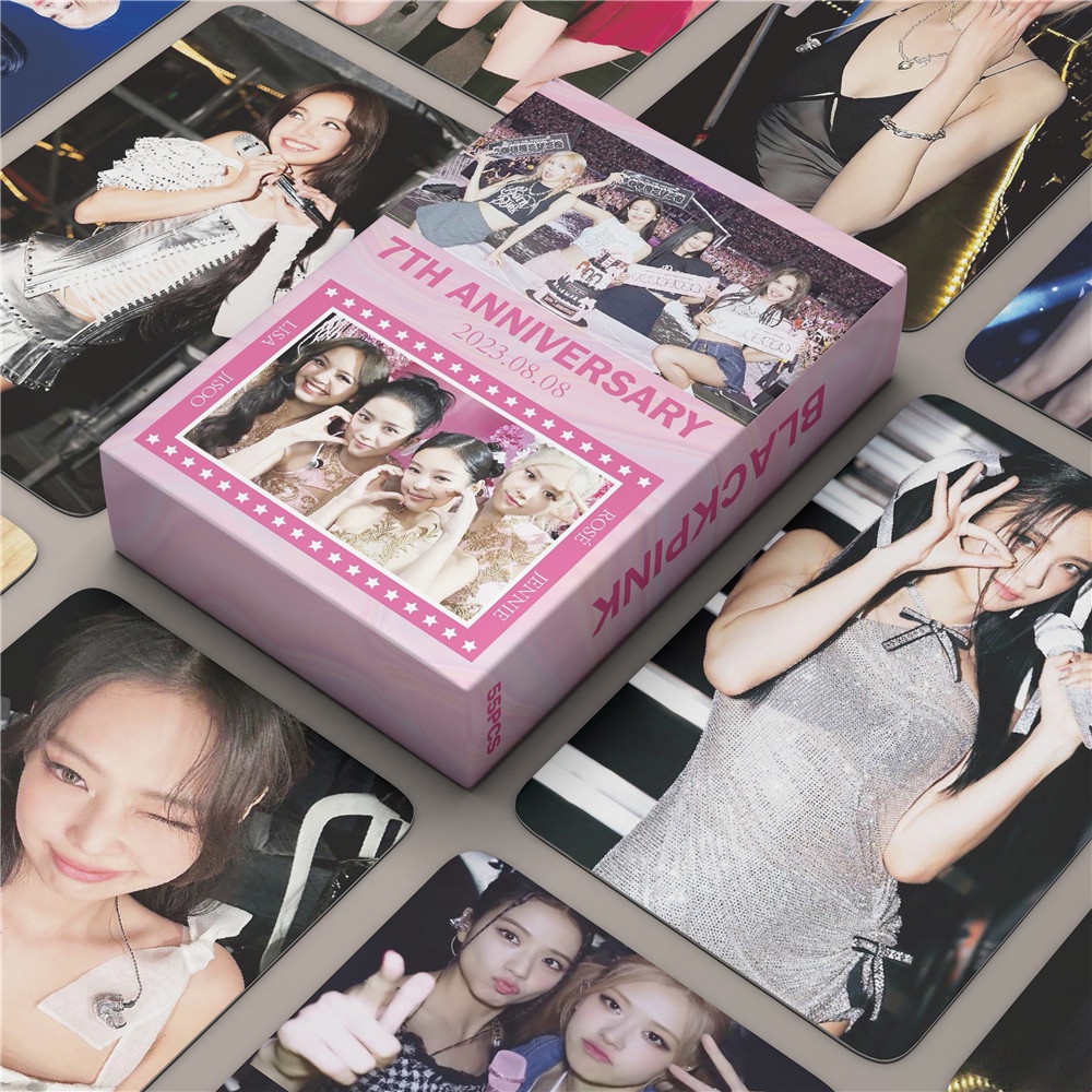 55pcs/box BLACK-PINK 7th Anniversary BORN PINK Photocards Laser ...