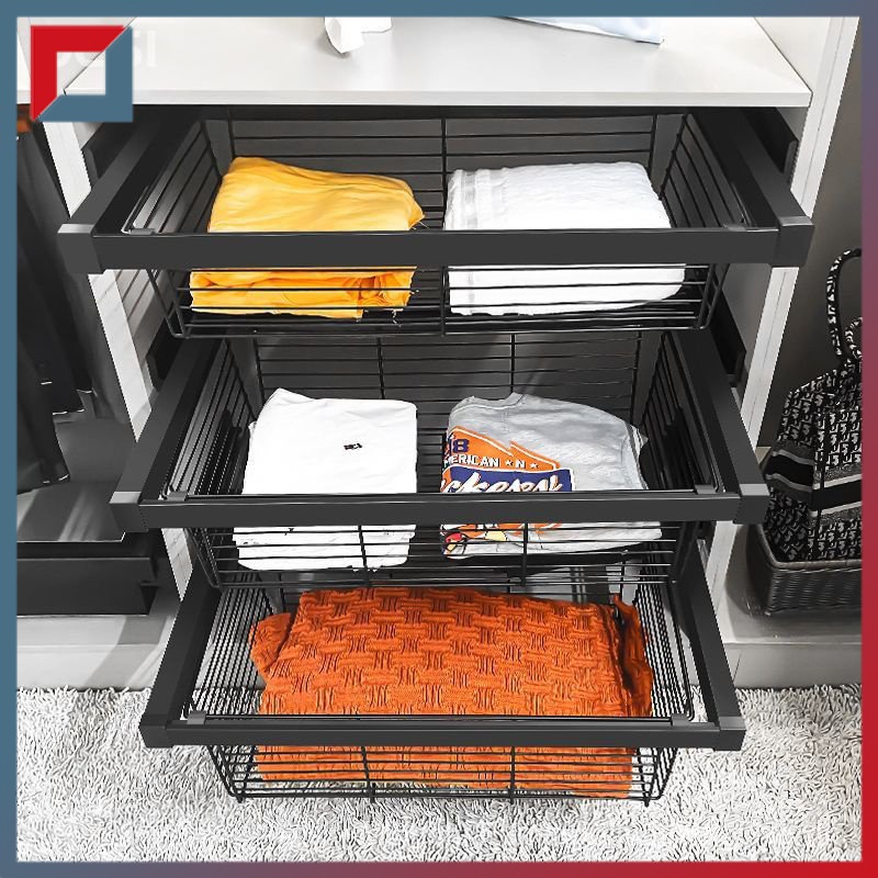 Wardrobe pull basket drawer type damping telescopic pull out wardrobe ...
