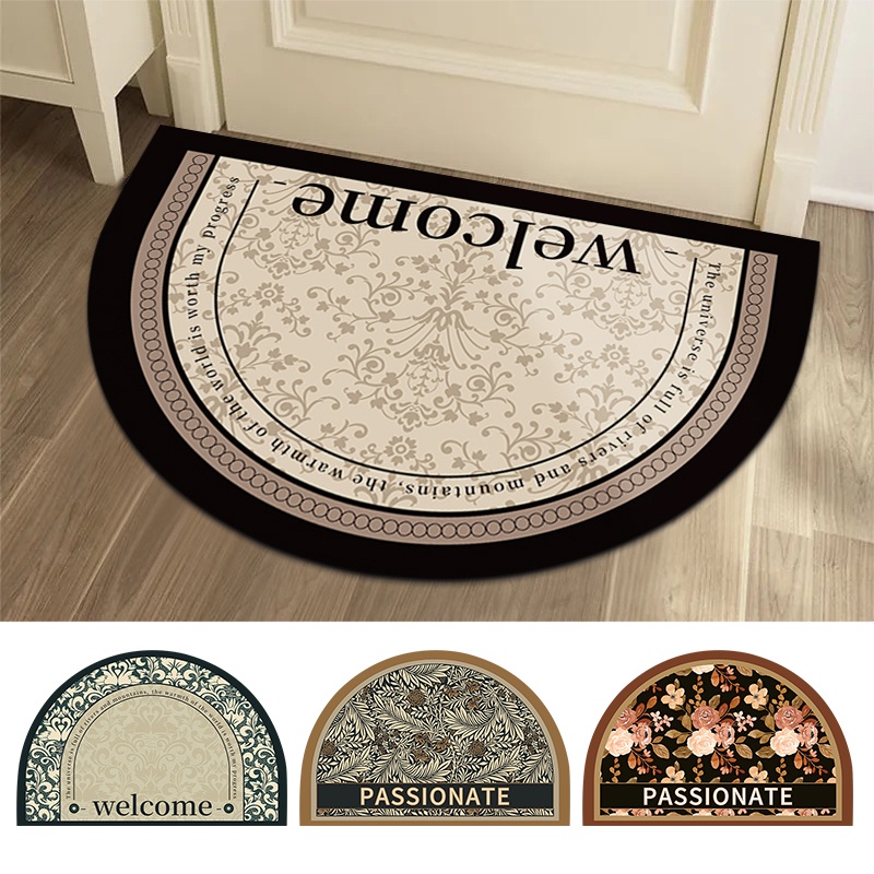 Retro Semi Circular Floor Mat Water Absorbing and Non Slip Door Mats ...