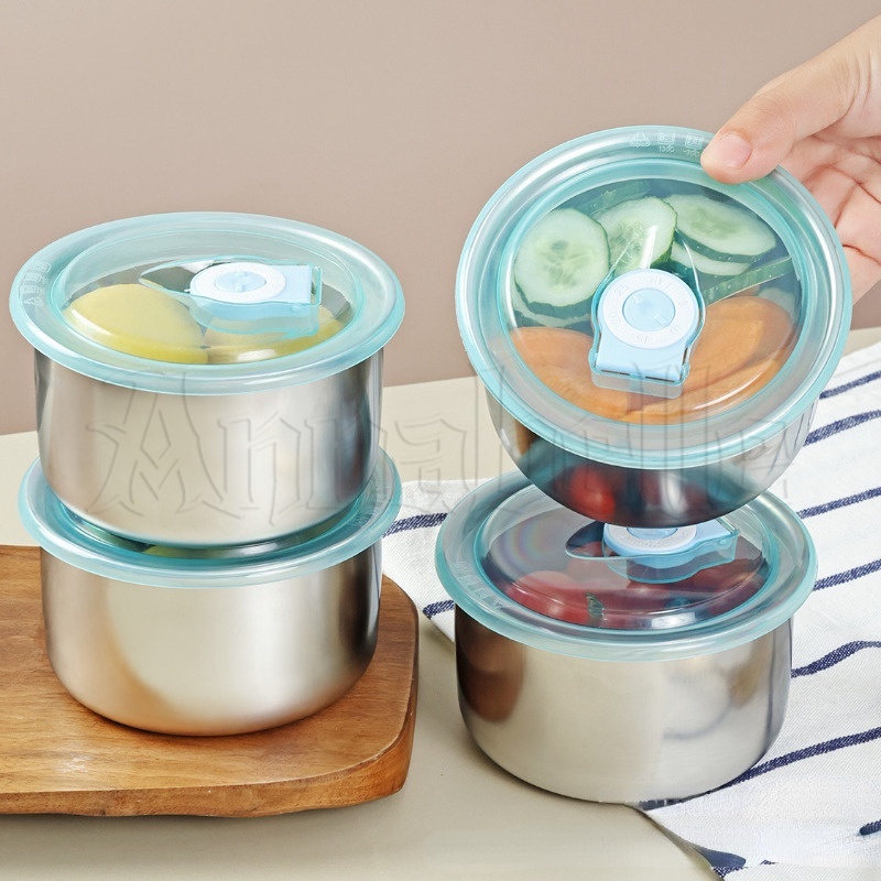 Portable 304 Stainless Steel Round Lunch Box with Lid - Reusable Fat ...