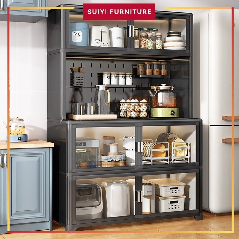 Kitchen Cabinet Home Kitchen Rack Alloy Multi-layer Floor Storage ...