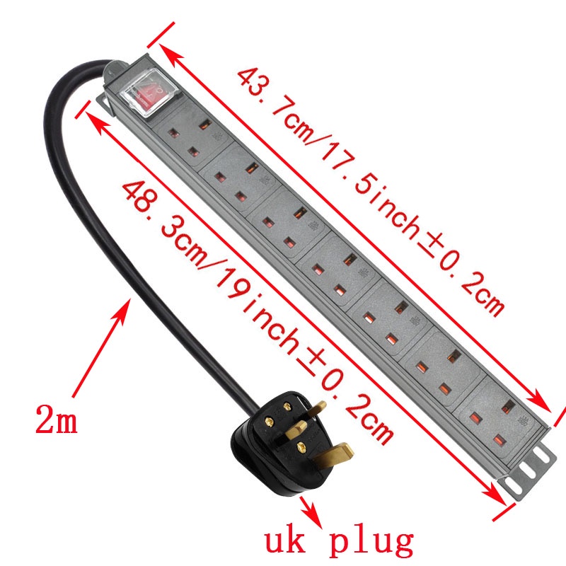 PDU Power Distribution Unit 2-17 Ways Output Britain Socket UK 3 pin Type for Rackmount Server ...