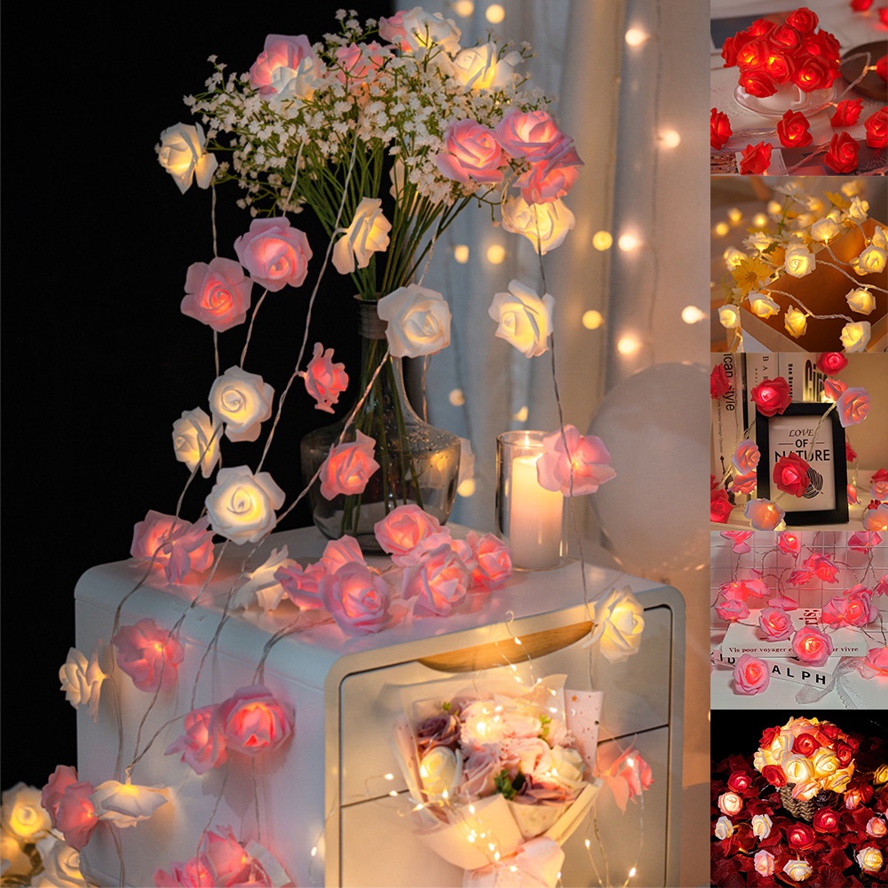 3Meters 20 LED Rose String Lights 5V USB or Battery Operated Rose ...