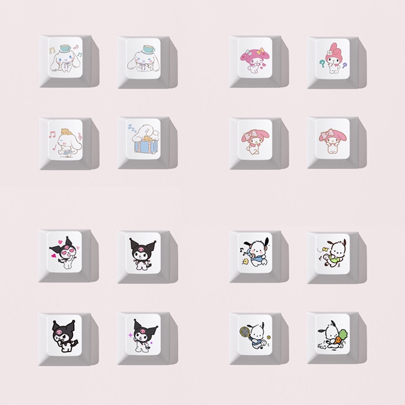 4 pcs Sanrio Kuromi Cinnamoroll Melody Pochacco Pompompurin Keycaps ...