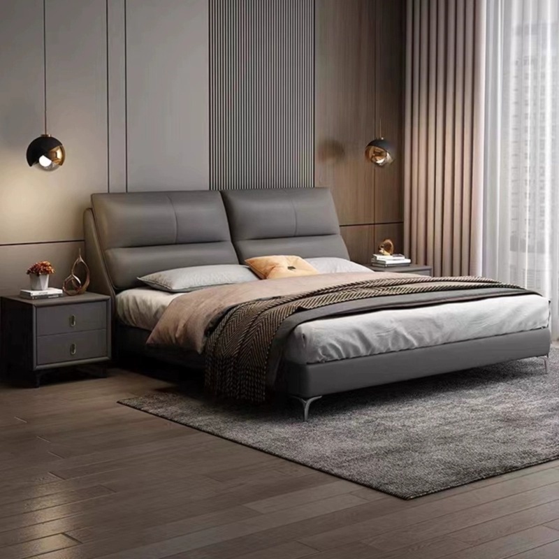 Pre order】WM Italian light luxury leather bed modern simple master ...