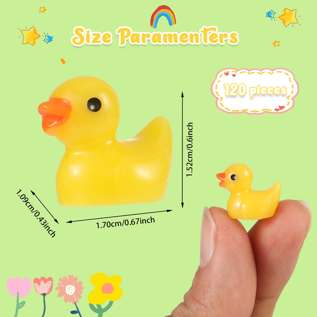 COOLSY 120 Pcs Yellow Tiny Ducks, Mini Resin Ducks Miniature Duck ...