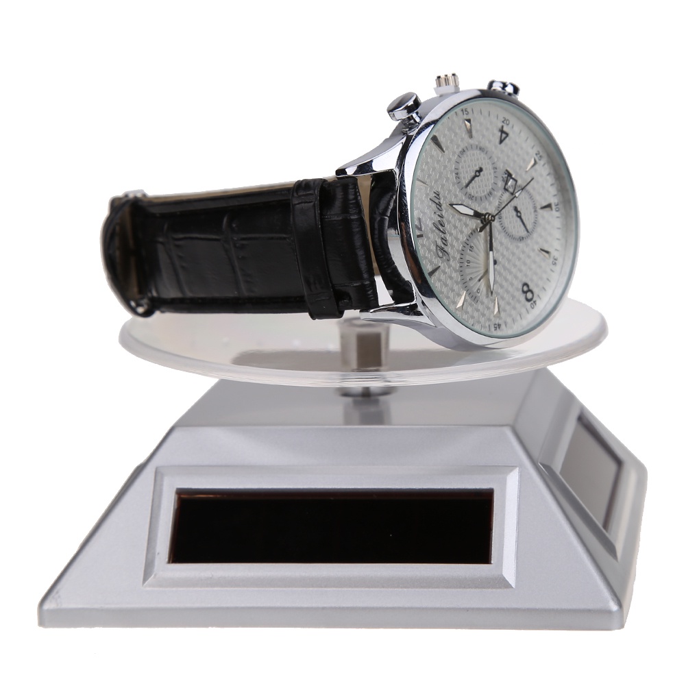 Solar Power Showcase 360 Turntable Rotating Jewelry Watch Ring Display ...