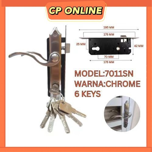 CP ONLINE Mortice Lock Grill Lock Door Gate Lock Set Handle Lock Pagar ...