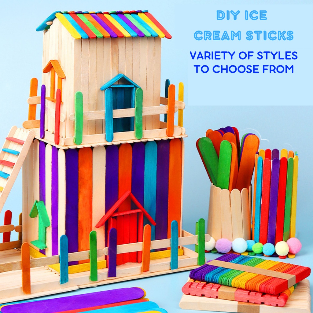 [ Next Day Delivery ] Gift Boxes Wooden & Colourful Popsicle Stick Ice ...
