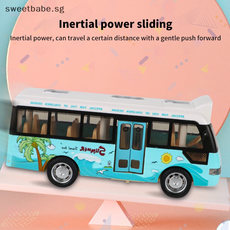 Sweetbabe School Bus Sound Light Tour Bus Model Boy Toy Diecasts Toy ...