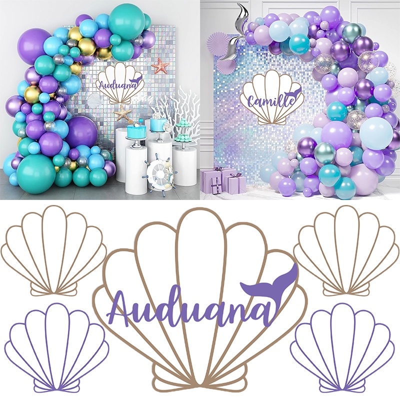 Mermaid Theme Shell KT Board Pink Blue Purple Coral Shining Little ...