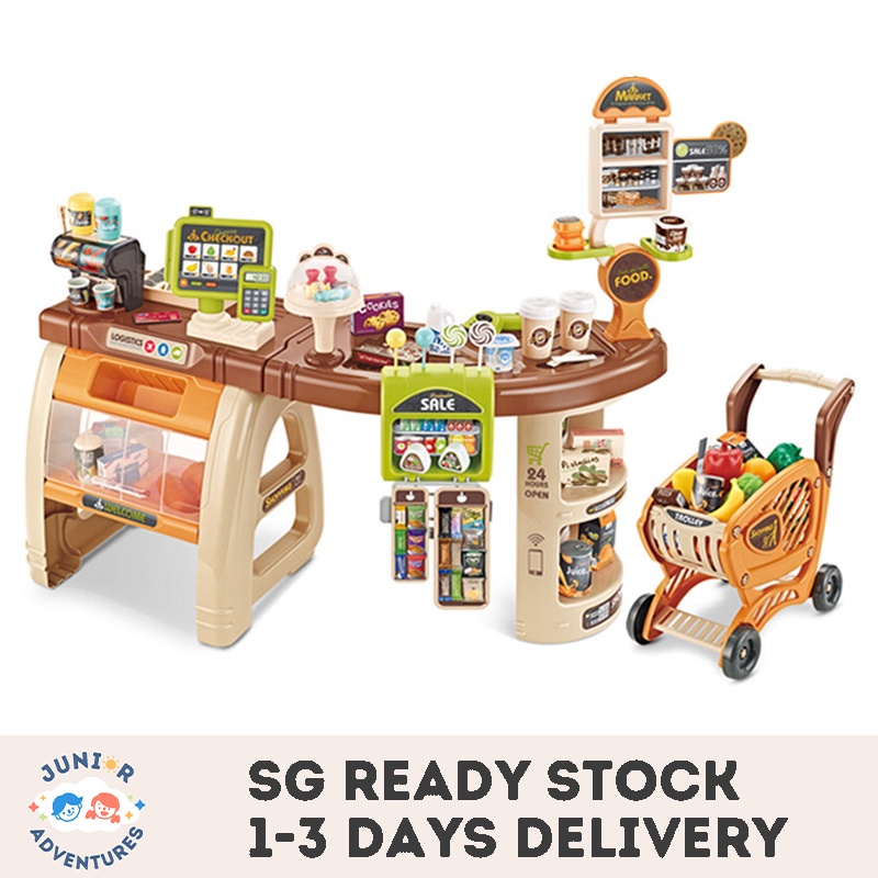 Kids Pretend Play Toys Supermarket Toy Mini Supermarket Shopping Cart ...