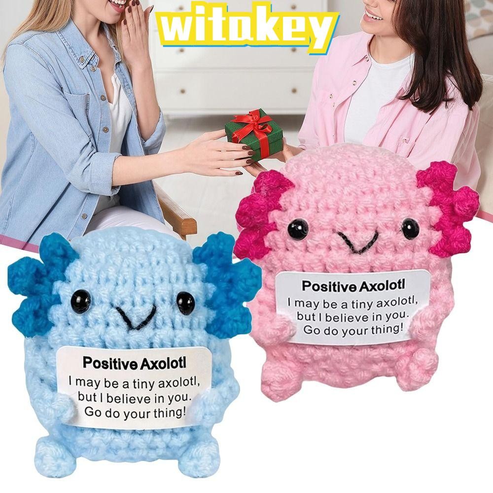 WITAKEY Positive Crochet Axolotl, Yarn Mini Animal Axolotl Gifts, DIY ...