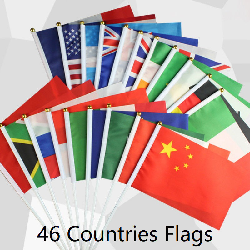 46 Countries Hand Held Flags with Poles World Cup Small Hand National ...