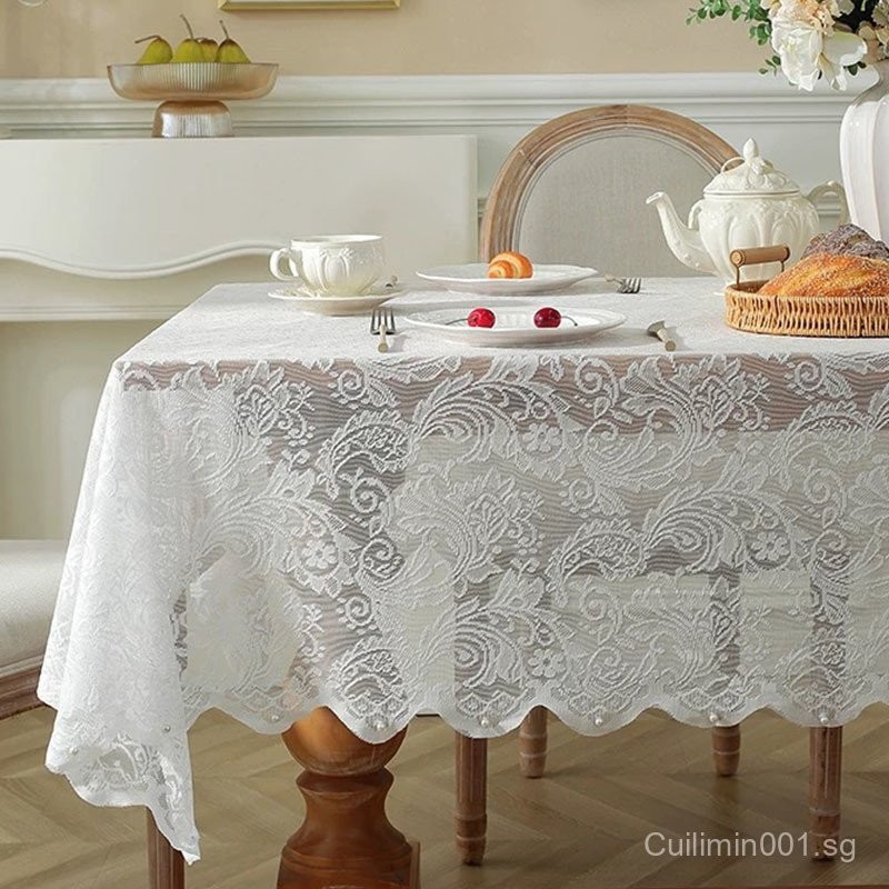 SG French Lace Tablecloth High-end Luxury Beaded Coffee Table ...