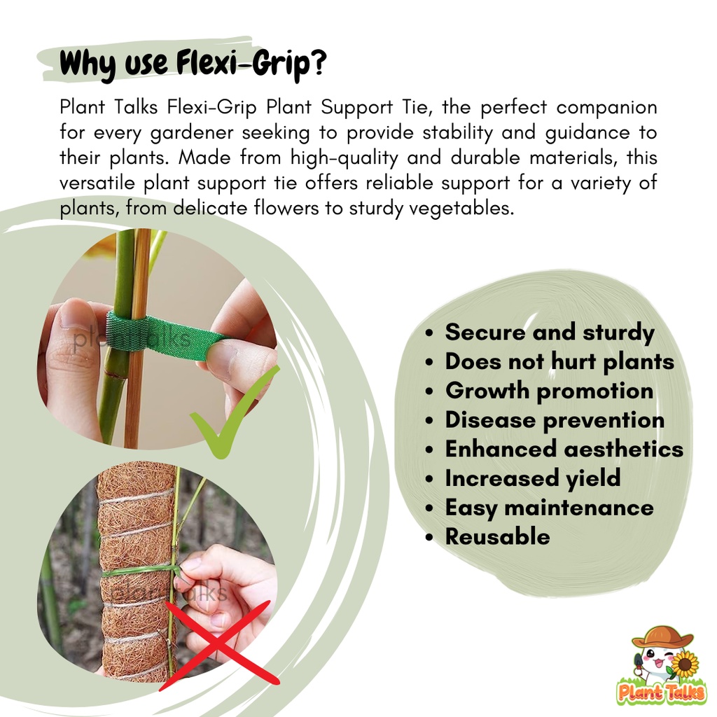 Plant Talks Flexi Grip Plant Support Tie Nylon Velcro Reusable Cable ...