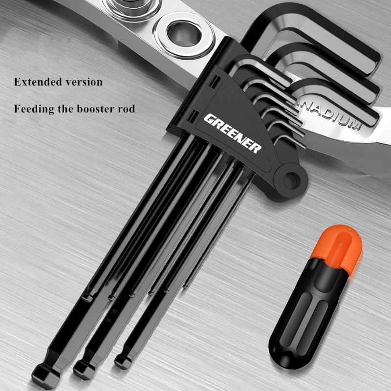 Greener Allen Key Set L Wrench Kit For Allen Screw 9PCS Long Arm Hex ...
