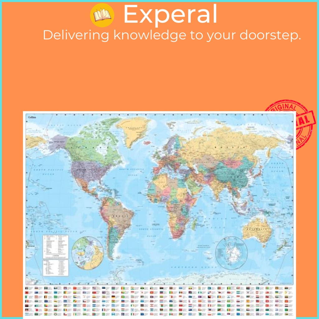Collins World Wall Laminated Map by Collins Maps (UK edition, paperback ...