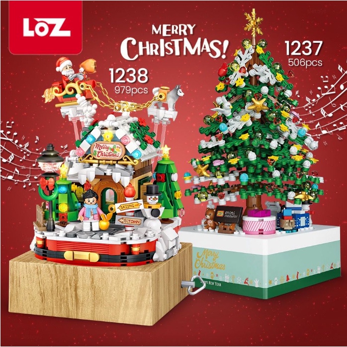 LOZ 1237/1238 CHRISTMAS TREE/CHRISTMAS HOUSE MUSIC BOX MINI BLOCKS | Shopee Singapore