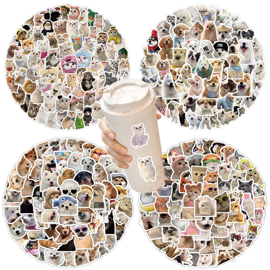 100PCS Cute and Cute Pet Realistic Puppy and Cat MEME Graffiti Stickers ...