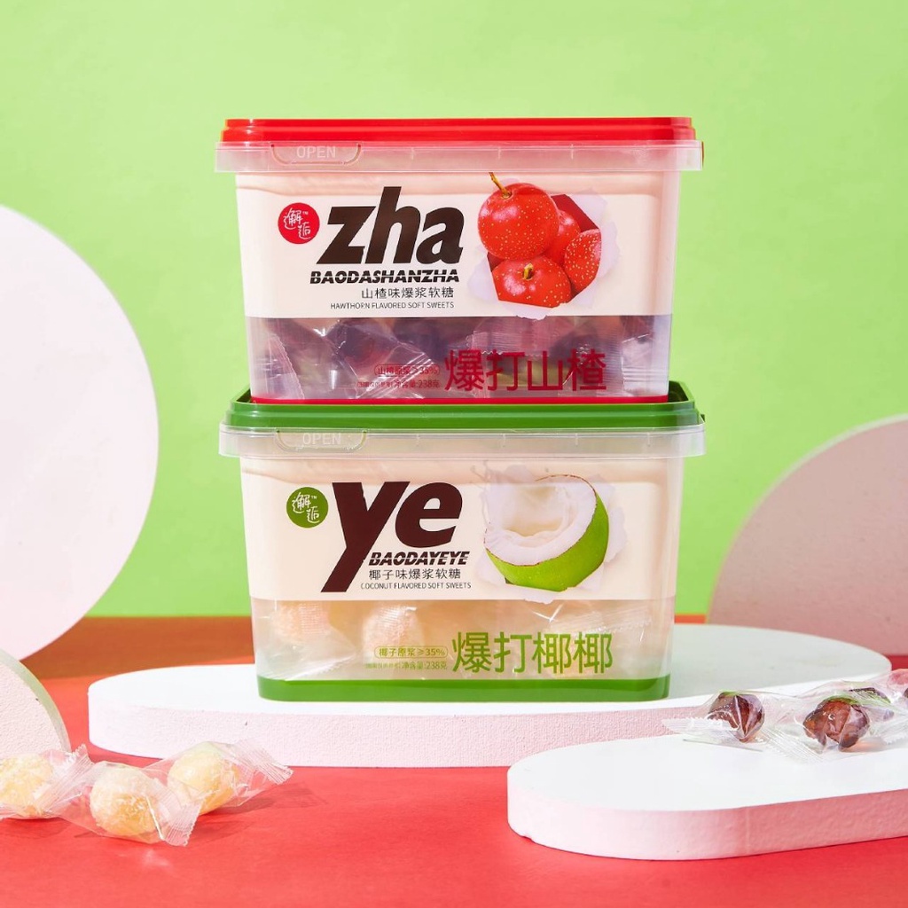 Encounter Bursting Soft Candy - Hawthorn Coconut, 238g遭遇爆棚软糖-山楂椰子238g邂逅爆浆软糖238g山楂椰子味糖果网红休闲零食创意食品 ...