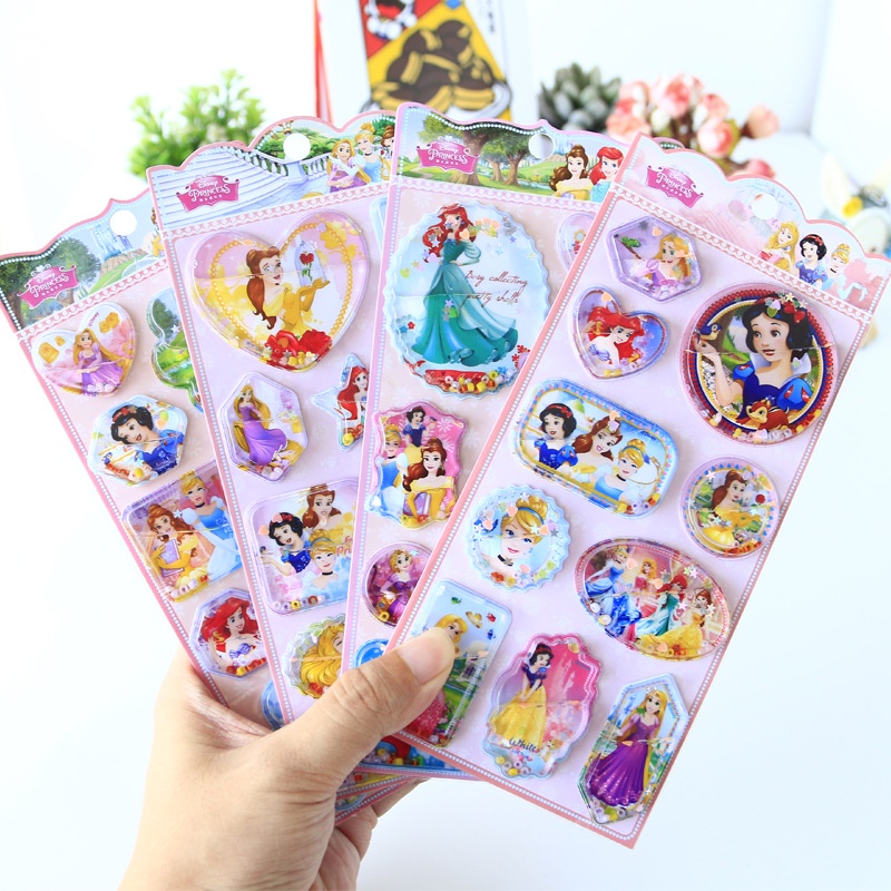 Children Cartoon Oil Sticker Princess Shake Water 3D Sticker | Shopee ...
