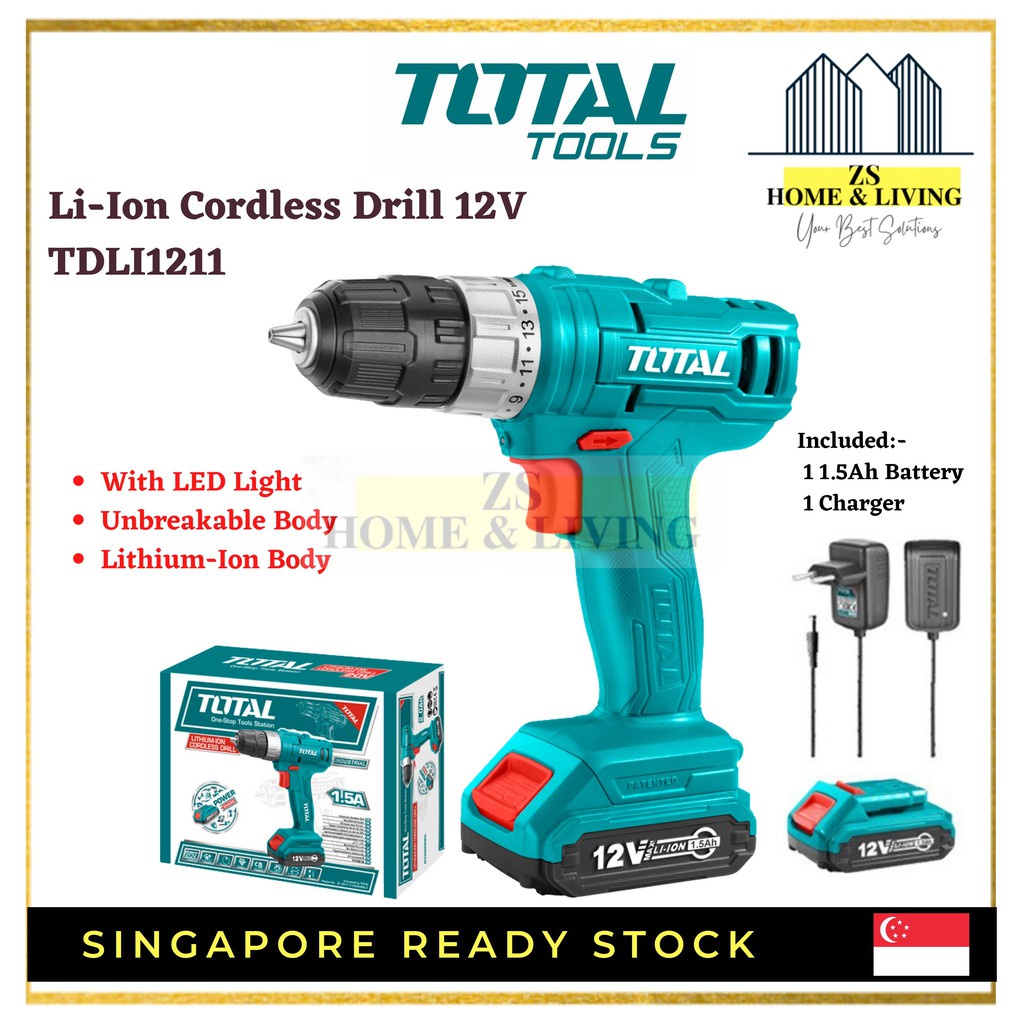Total Li-Ion Cordless Drill 12V- (TDLI1211) | Shopee Singapore