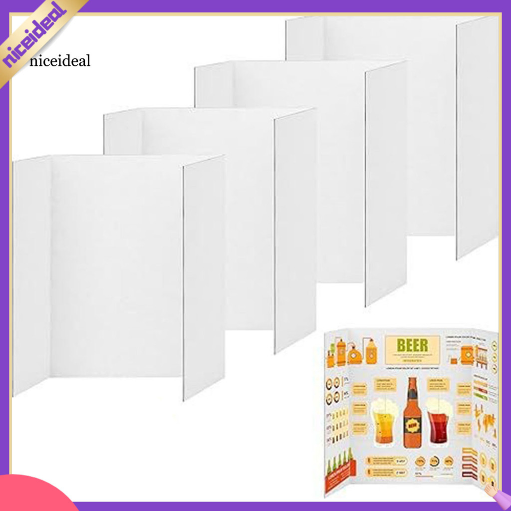 4Pcs Tri-Fold Poster Boards Small White Presentation Boards Corrugated ...