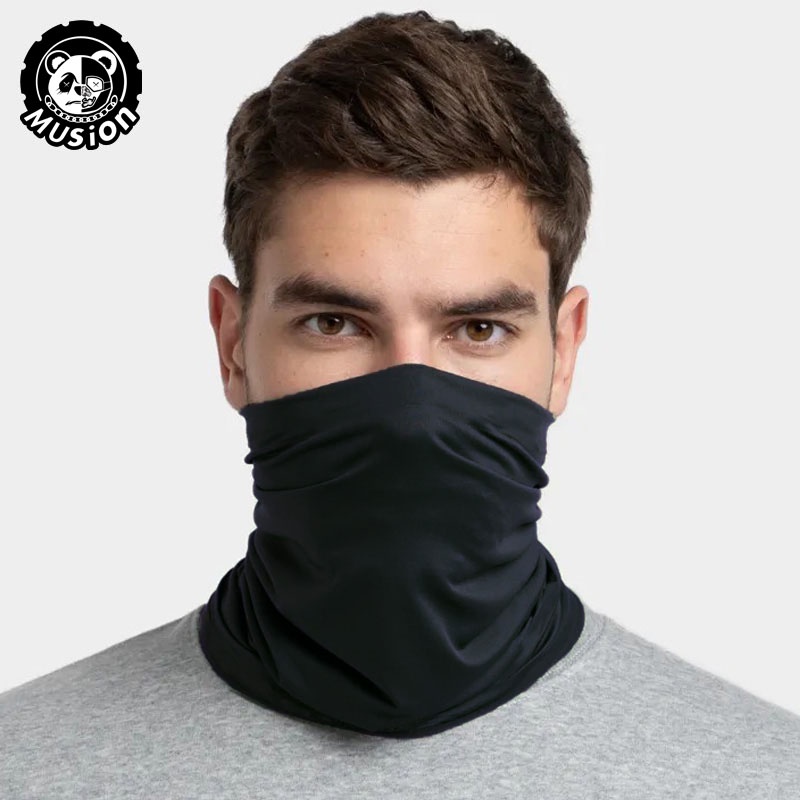 Elastic Black Face Mask Solid Colour Sun Protection Bicycle Bandana ...