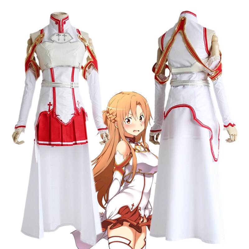Anime Yuuki Asuna Costume SAO Asuna Cosplay Dress Full Uniform Suit ...
