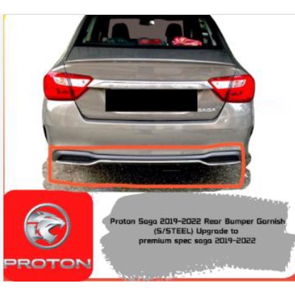 Proton Saga 2019-2022 Rear Bumper Garnish (S/STEEL) Upgrade to premium ...
