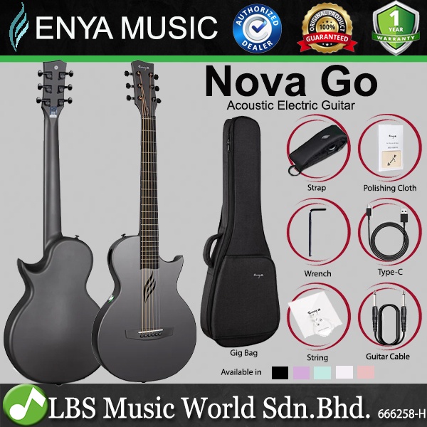 Enya Nova Go & Nova Go SP1 35 Inch Carbon Fiber and Polycarbonate Acoustic Guitar with Gig Bag ...