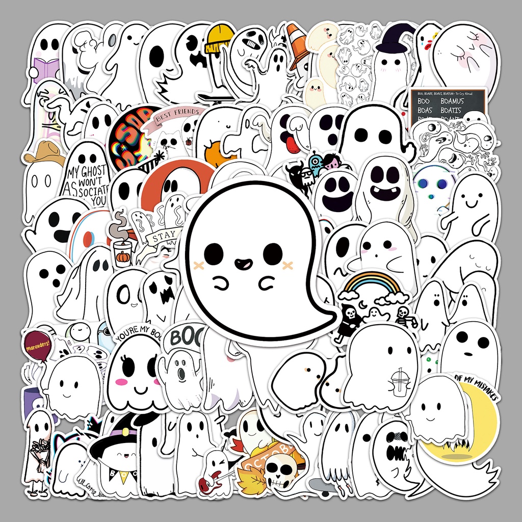100pcs Halloween Cute Ghosts Stickers Bulk for Kids, Horror Stickers ...