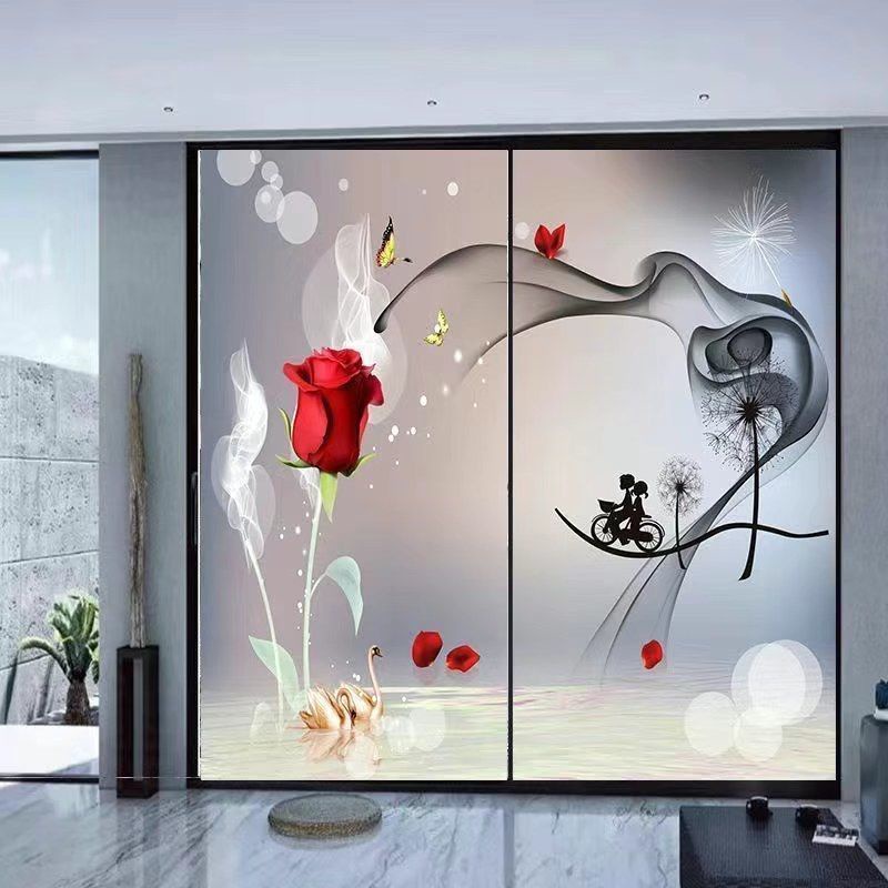 Bathroom Door Glass Window Sticker Toilet Door Sticker Waterproof Anti ...
