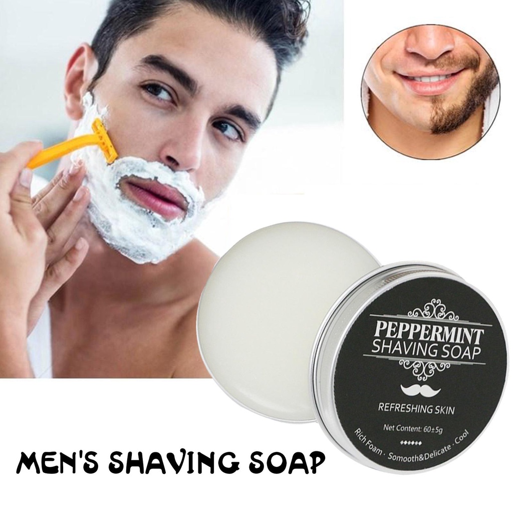 60g Mint Scent Men's Shaving Soap Aluminum Boxed Foam Shave Gentle Not ...